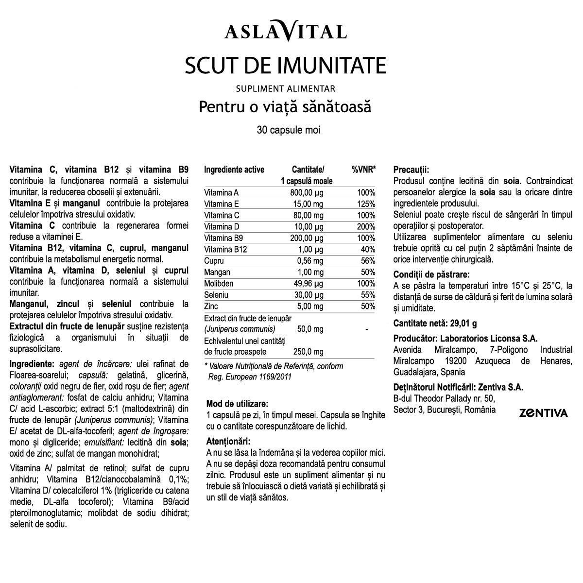 Scut de imunitate, pentru o viata sanatoasa Aslavital, 30 c : Farmacia ...