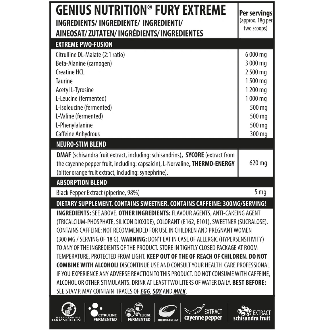 Preworkout Fury extreme Ice Candy, 400 g, Genius Nutrition : Farmacia ...